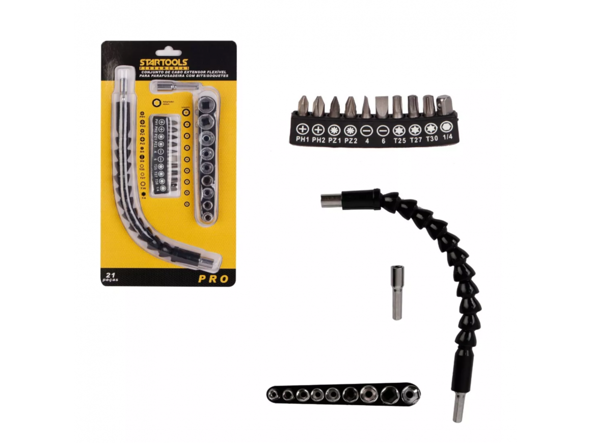 CABO EXTENSOR FLEXIVEL P/ PARAFUSADEIRA COM SOQUETES E BITS STARTOOLS ...