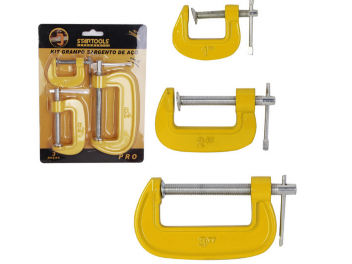 GRAMPO SARGENTO COM 3PÇS 1" 2" 3" AR0634