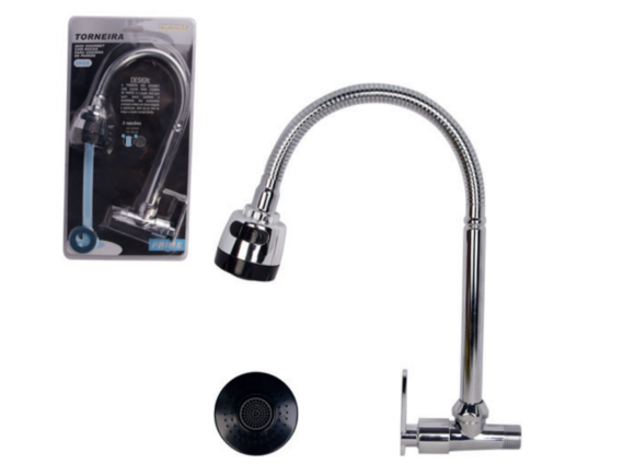 TORNEIRA INOX GOURMET COM DUCHA PARA COZINHA DE PAREDE STARTOOLS AR0789